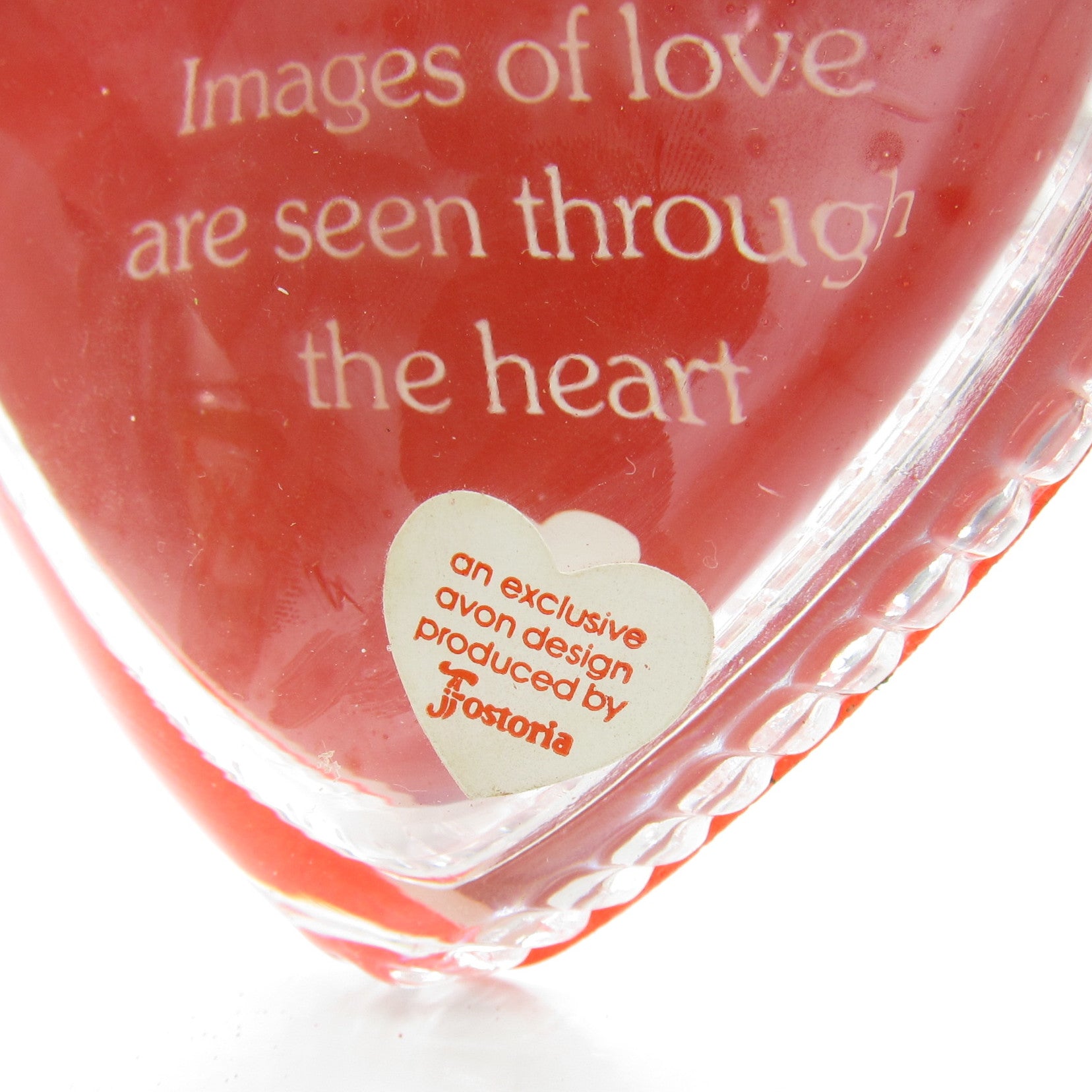Avon Images of Love Paperweight Vintage 1983 Glass Fostoria Heart Pict ...
