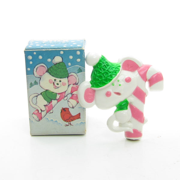 Vintage Avon Lickety Stick Pin 1974 Mouse with Candy Cane | Brown Eyed Rose
