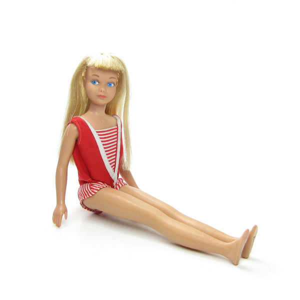 Straight Leg Skipper Doll Vintage 1960s Barbie #950 in Red & White Swi ...