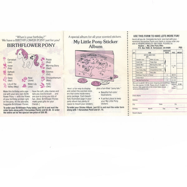 My Little Pony Vintage Birthflower Ponies & Fan Club Special Order Mai ...