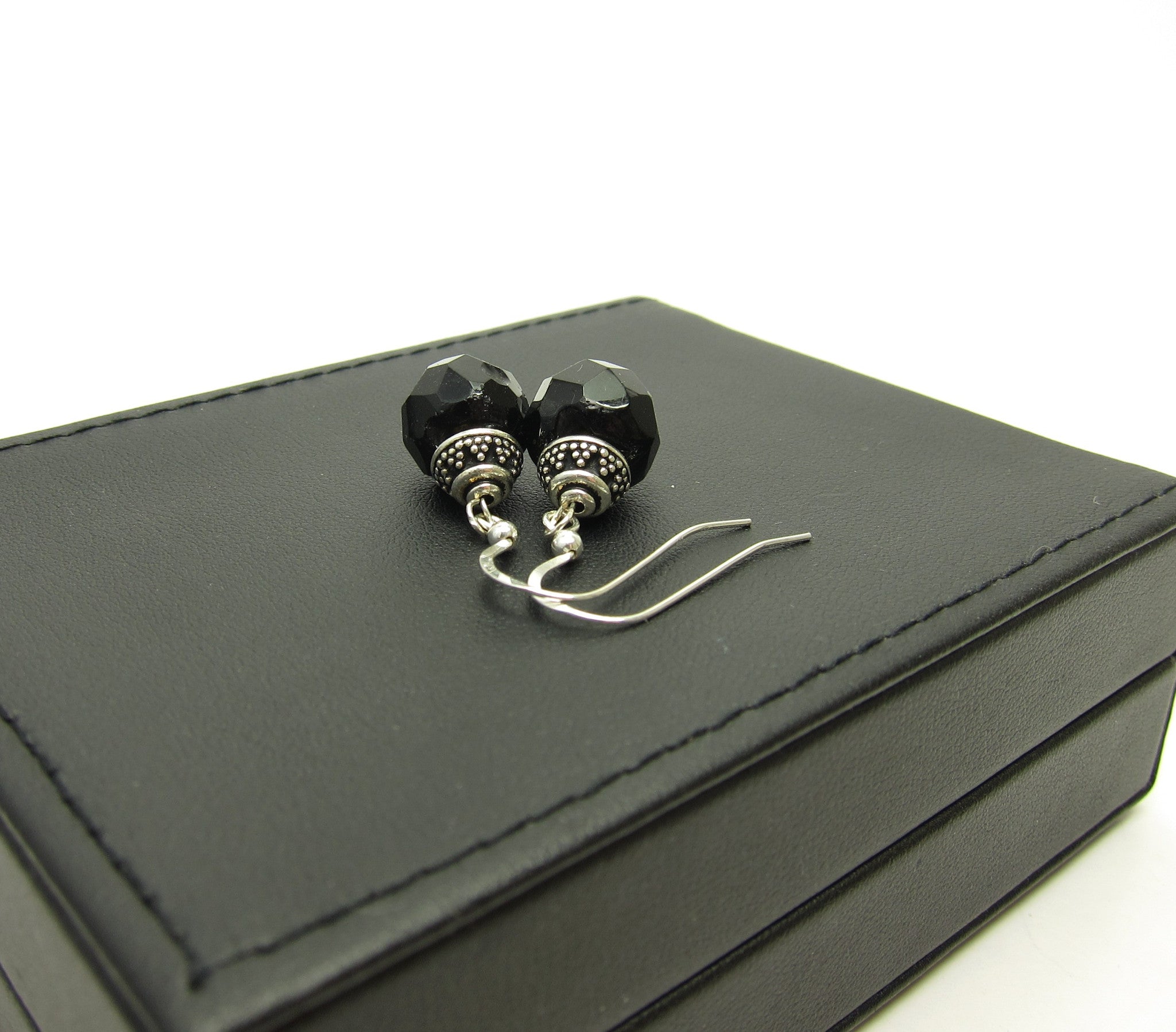 black jet bead earrings