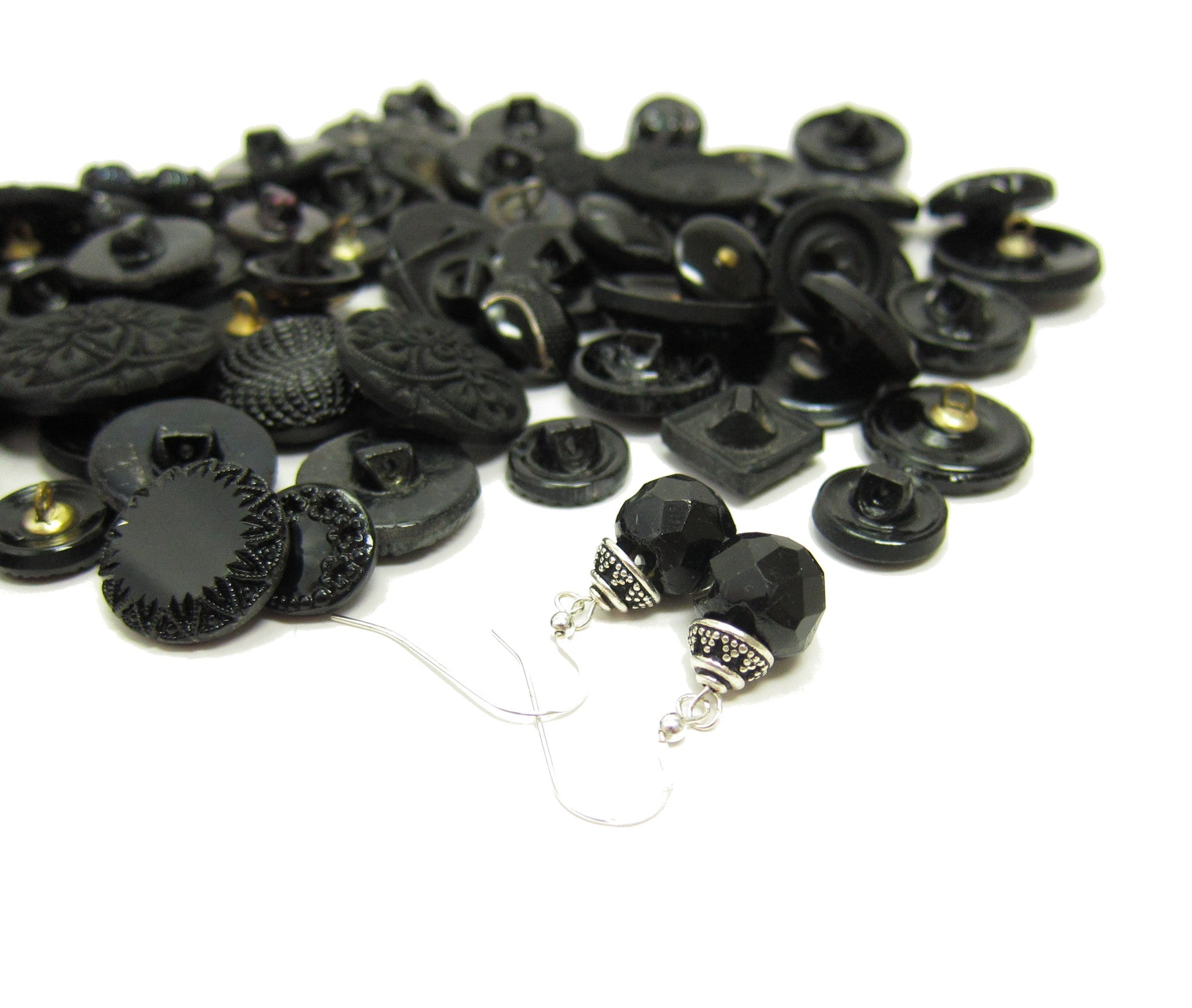 black jet bead earrings