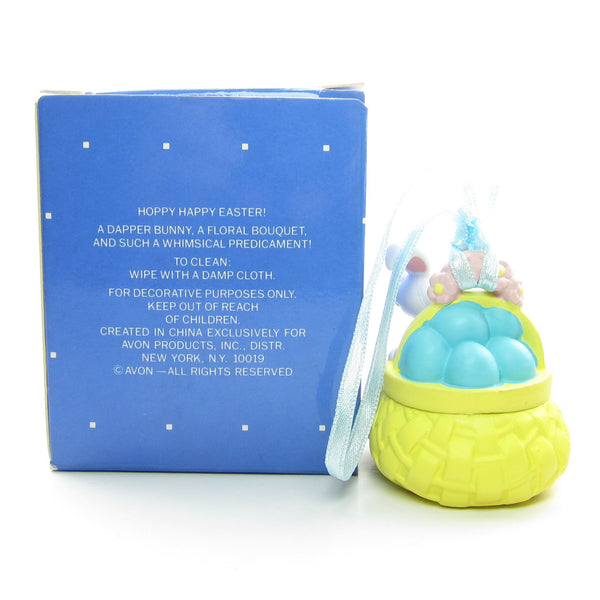 Avon Busy Bunny Vintage Easter Bunny with Basket Ornament | Brown Eyed Rose