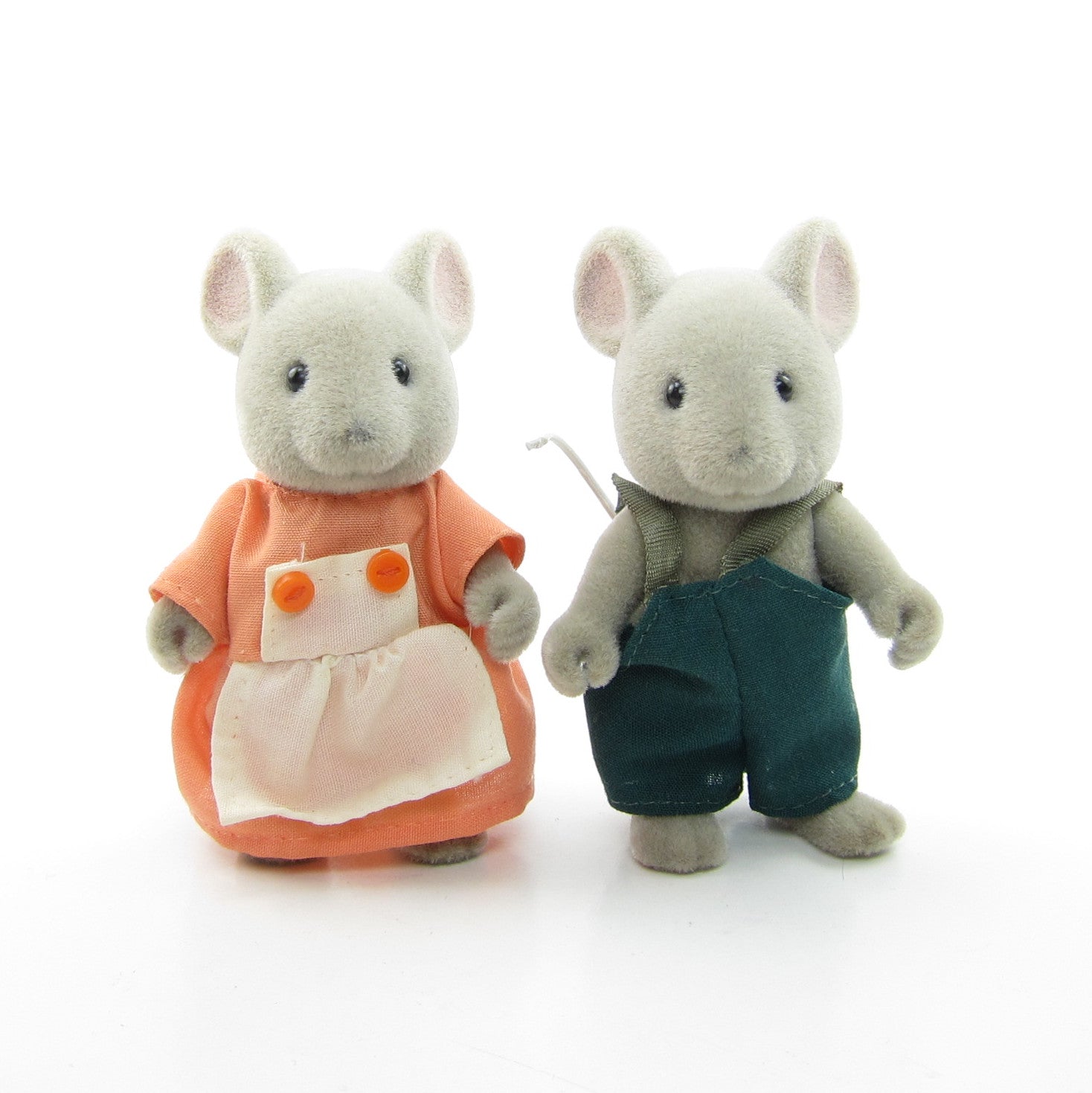 Mr. & Mrs. Mouse Vintage Maple Town Flocked Mice Family | Brown Eyed Rose