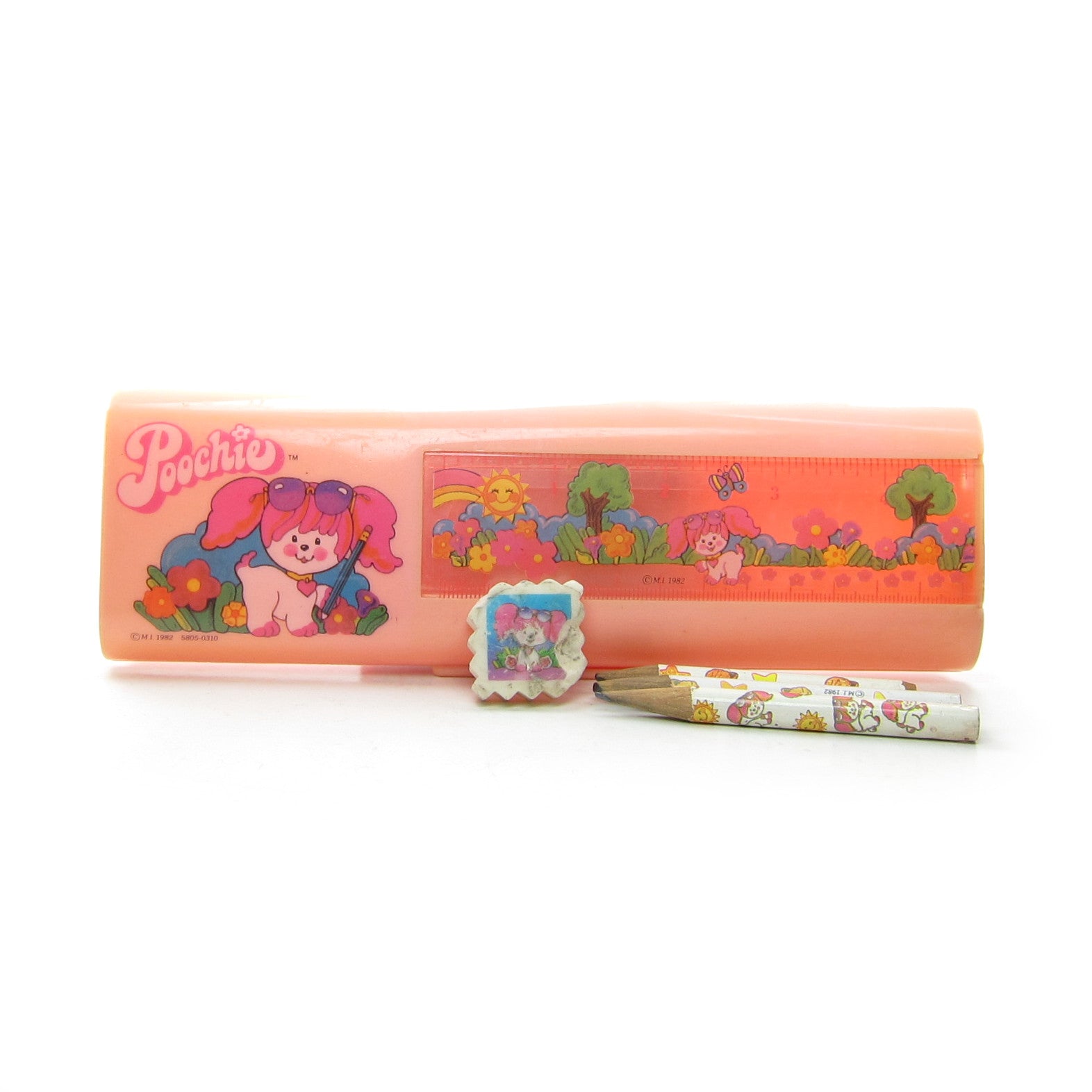 Poochie Designer Pencil Pack Case with Ruler, Eraser, Pencils | Brown ...