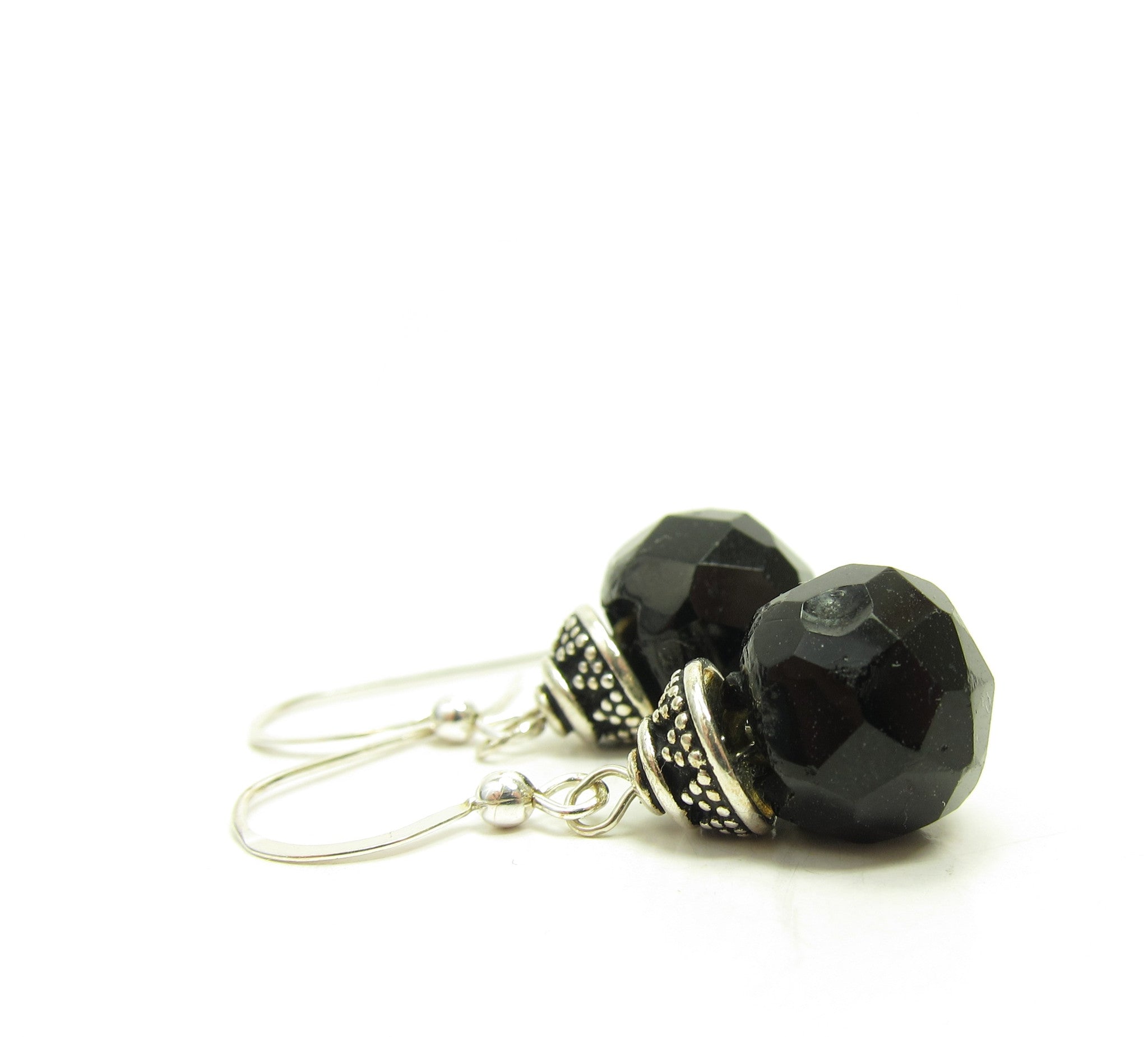 black jet bead earrings