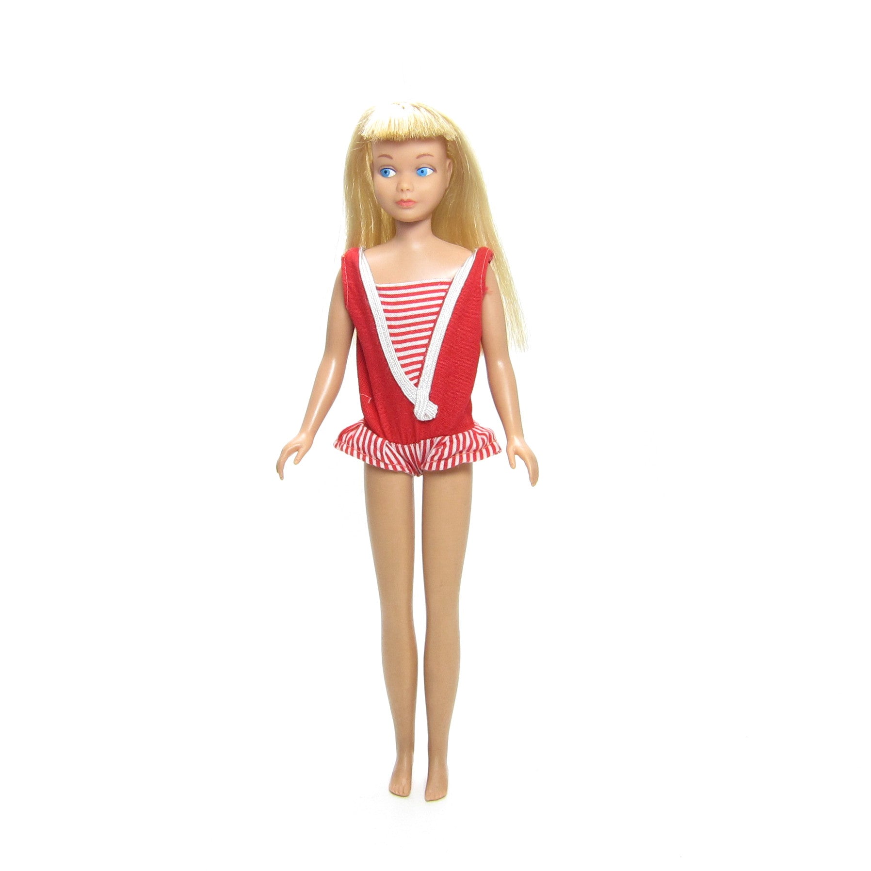 Straight Leg Skipper Doll Vintage 1960s Barbie #950 in Red & White Swi ...