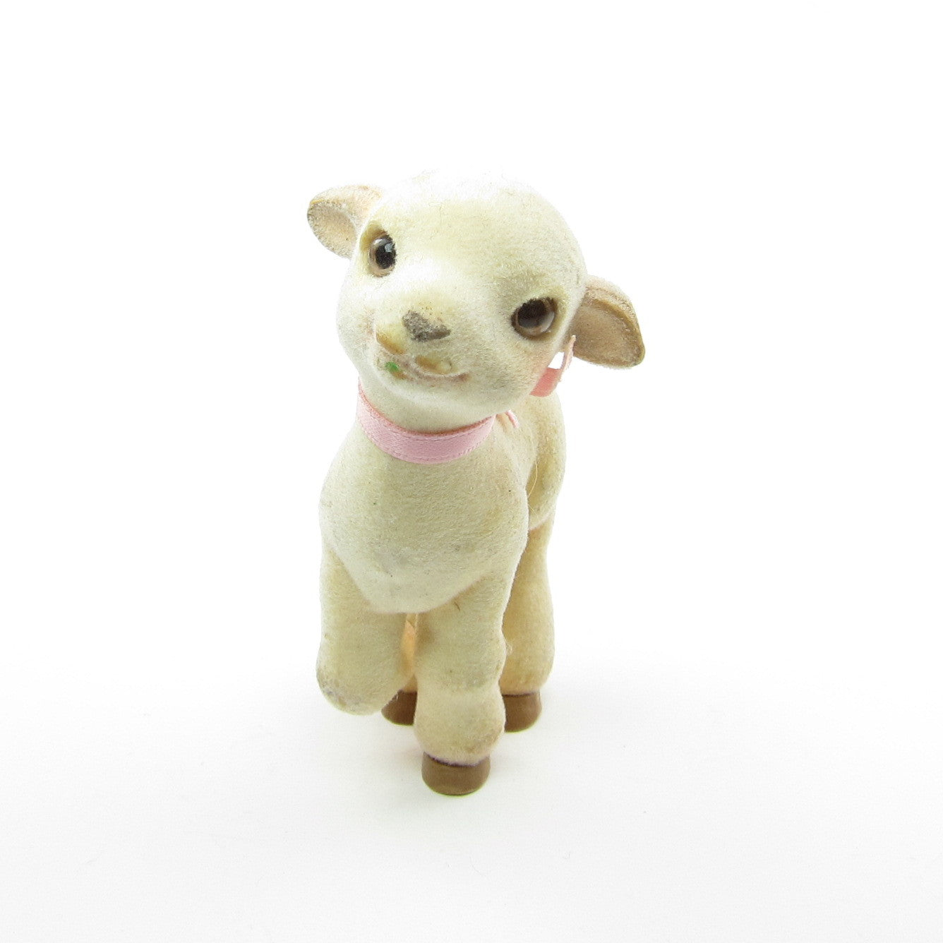 Flocked Lamb Vintage Hallmark Merry Miniatures Figurine | Brown Eyed Rose