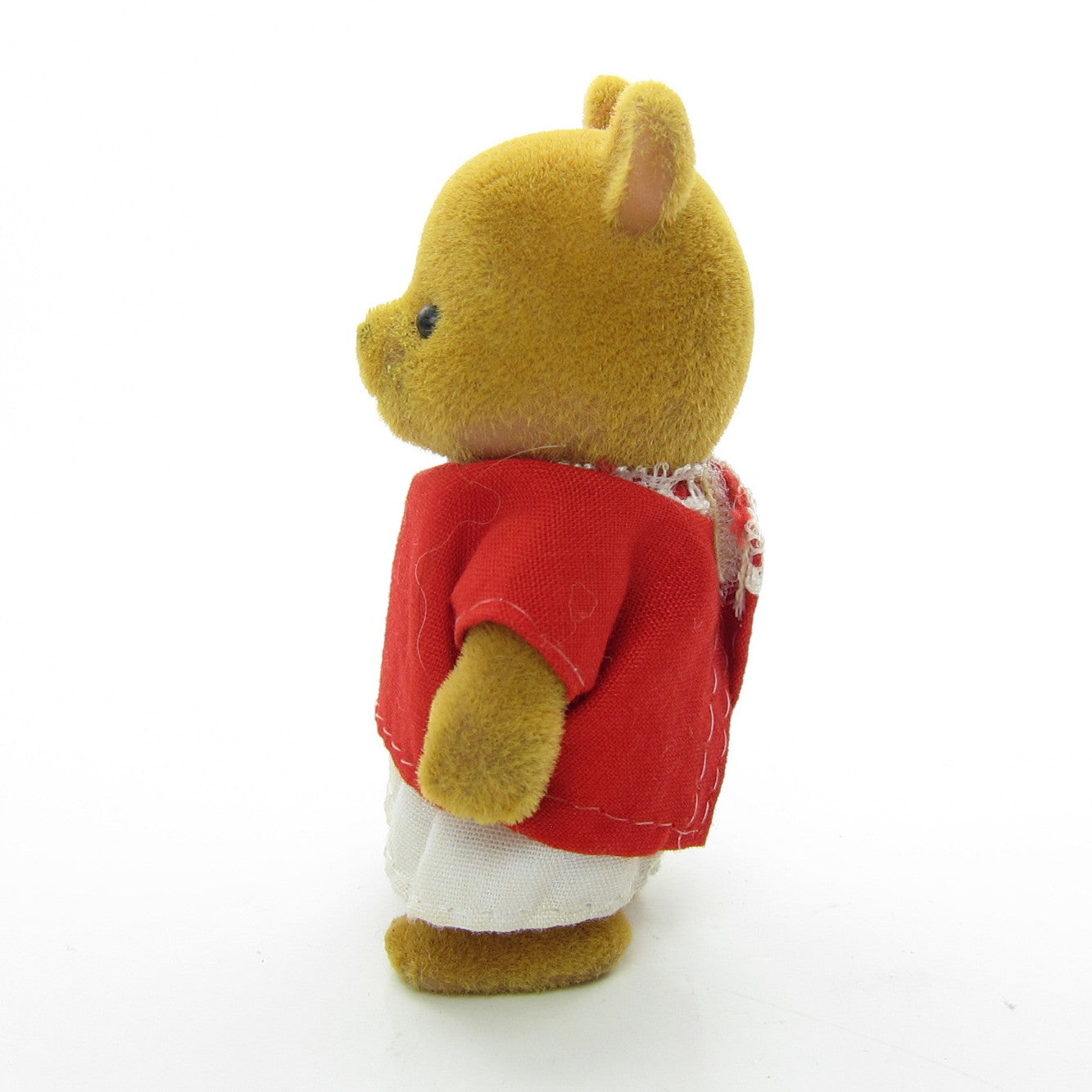 Maple Town Bonny Bear Flocked Animal Figure with Red Dress | Brown Eyed ...