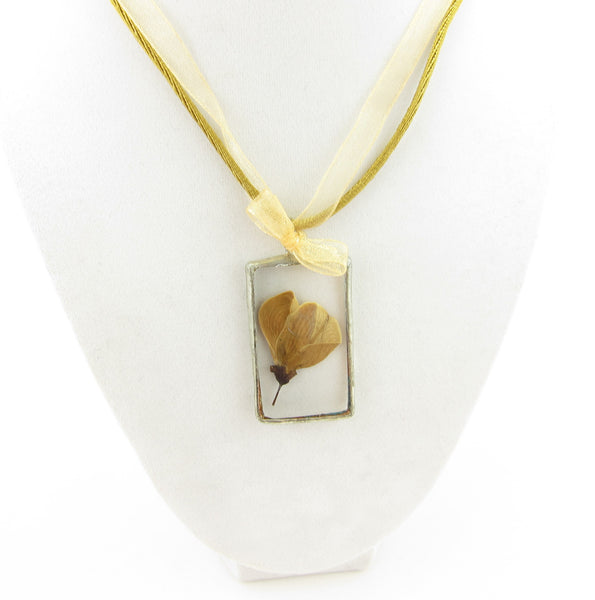 Botanical Flower Necklace Soldered Glass Pendant with Real Pressed Blo ...